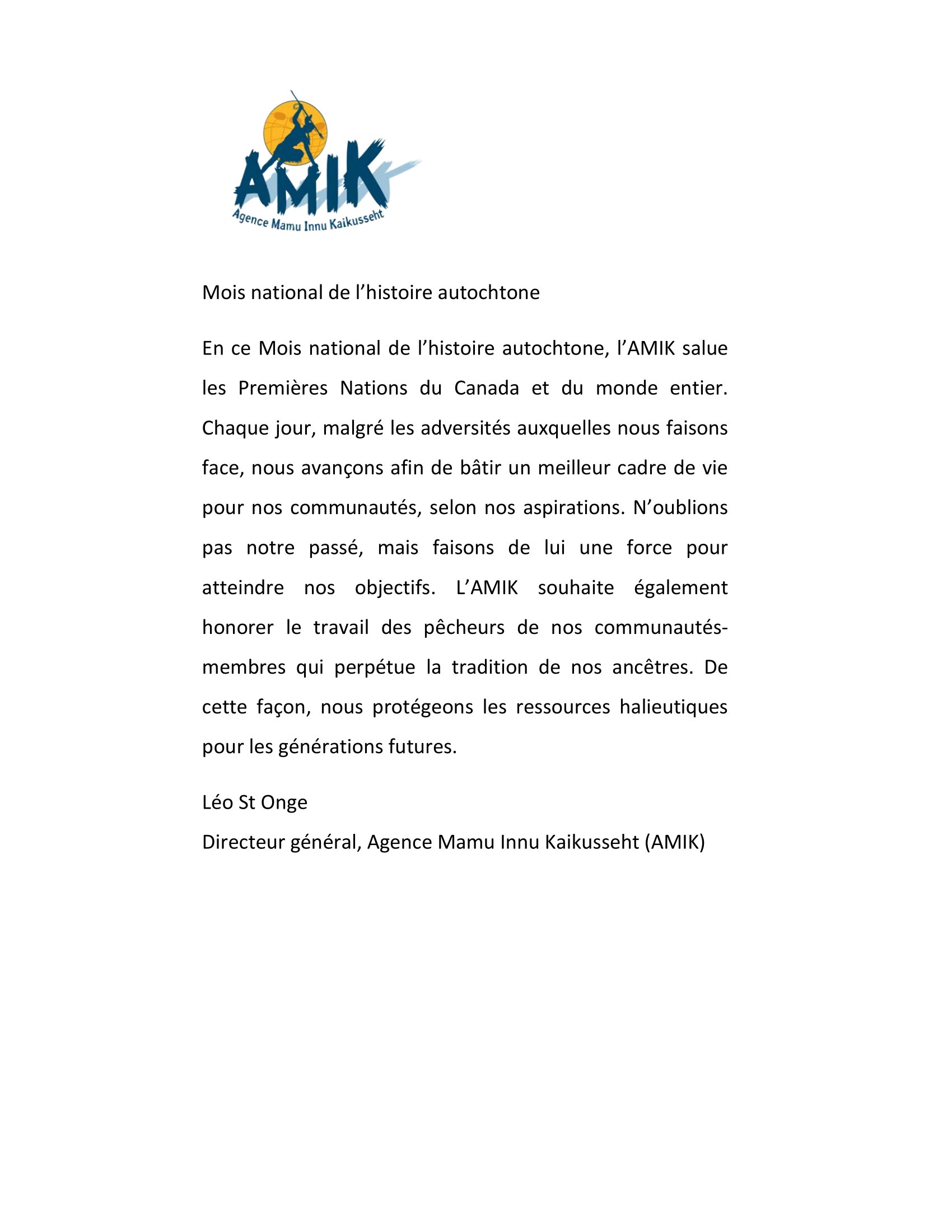 Mois national de l’histoire autochtone - AMIK Mois national de l’histoire autochtone - AMIK